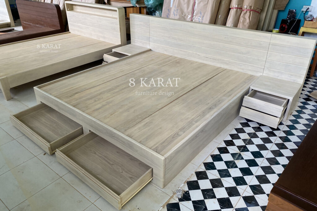 เตียงKR101 6ฟุต ลิ้นชักปลายเตียง(บากบนยาว) สีmaple | เคบี8กรุ๊ปเฟอร์นิเจอร์